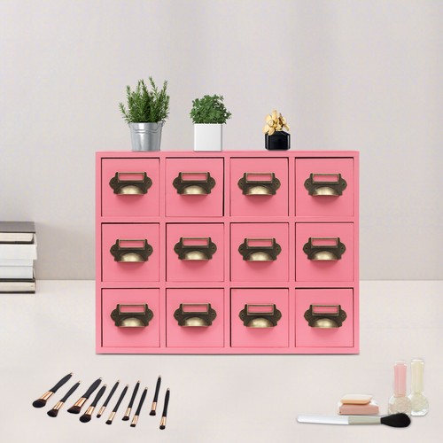 12 Drawers Storage Cabinet Wooden Medicine Cabinet Desktop Drawer ...