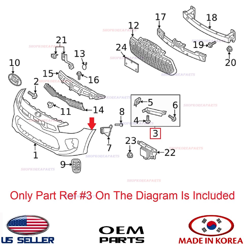 Genuine Front Bumper Bracket Mounting LEFT Driver Side ⭐OEM⭐ Kia Rio ...