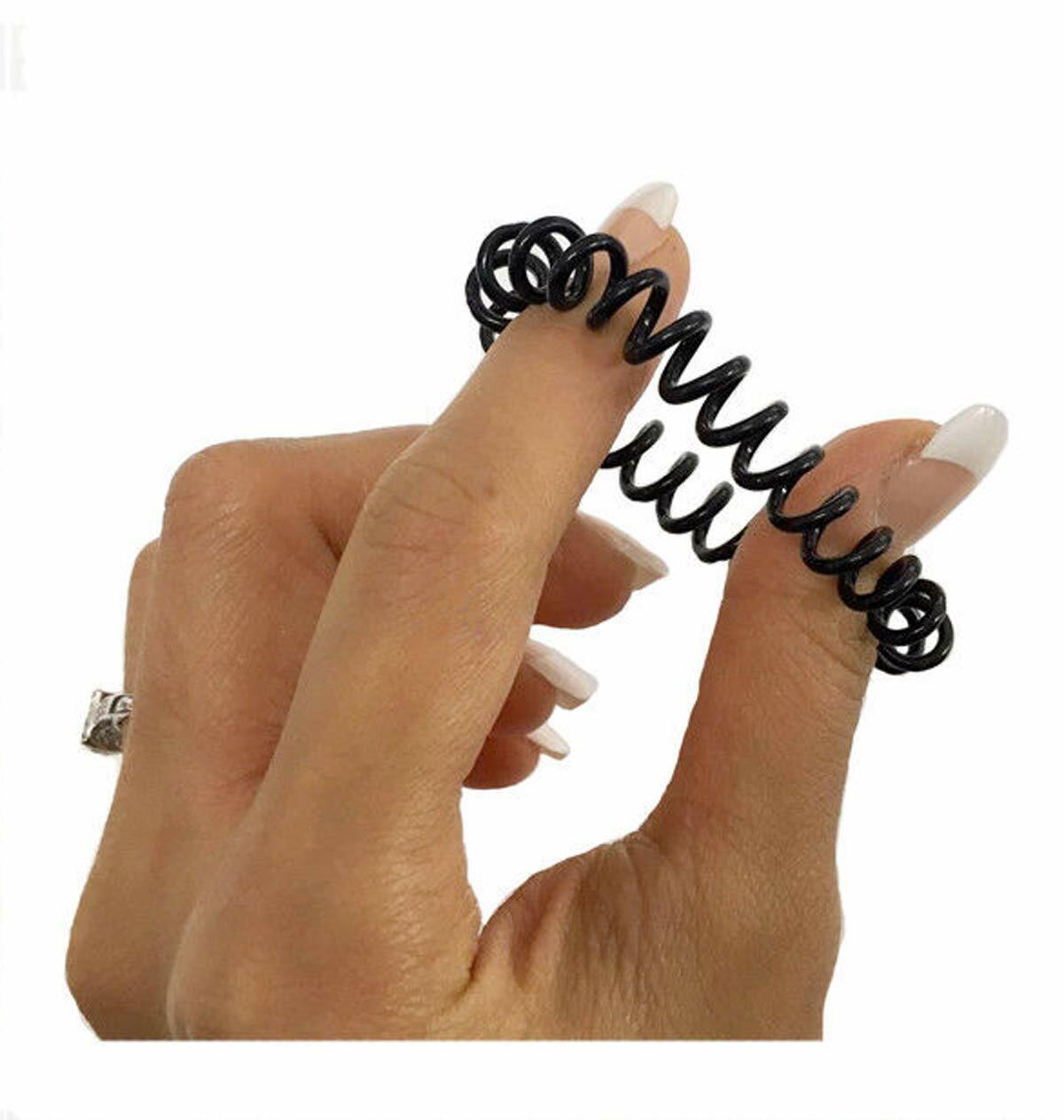 10 Hair Bobbles Spiral Coil Elastic Tie Wired Bands Stretchy Plastic ...