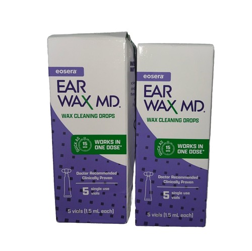 Eosera Ear Wax MD Wax Cleaning Drops 5 Vials (1.5ml each) New In Box ...