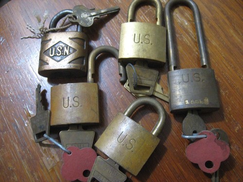 5 BRASS LOCKS WITH KEYS US USN SEGAL AMERICAN | eBay
