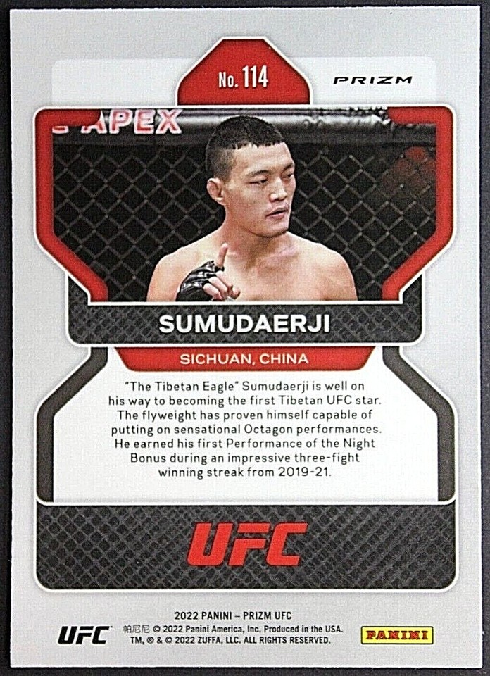 2022 Panini UFC Prizm SUMUDAERJI RC #114 RC Flyweight Rookie Silver ...