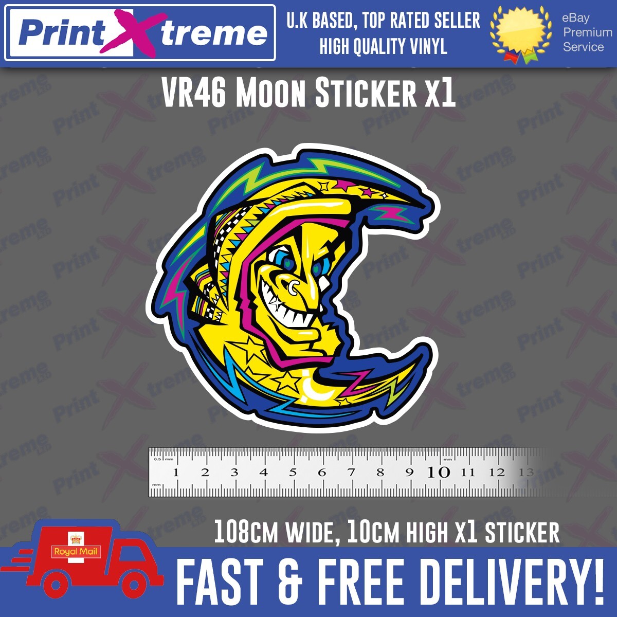 46 Moon Decal Sticker Moto GP laptop helmet bike car scooter agv fumi ...