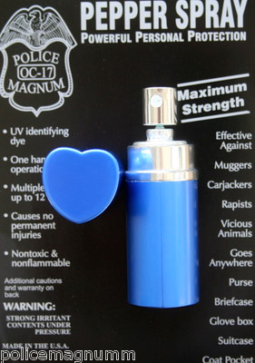 Police Magnum .75oz Blue Heart Lipstick Pepper Spray Self Defense ...