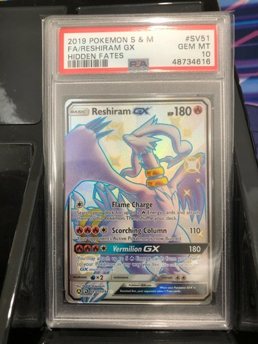 PSA 10 GEM MT - RESHIRAM GX Card SV51/SV94 Pokemon TCG Hidden Fates ...