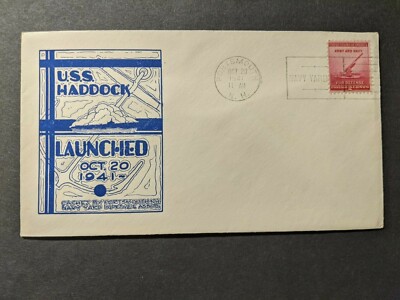 Submarine USS HADDOCK SS-231 Naval Cover 1941 Launch Cachet Portsmouth ...