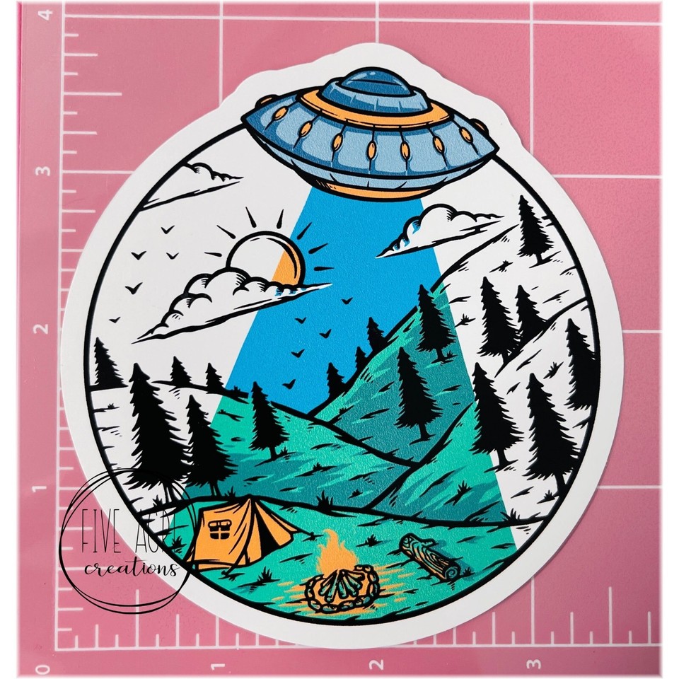UFO Camp Sticker | Alien Car Window Decal | Funny Waterproof Sticker ...