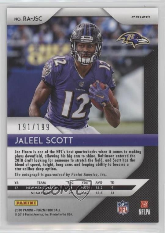 2018 Panini Prizm Rookie Auto Red Wave Prizm /199 Jaleel Scott #RA-JSC ...