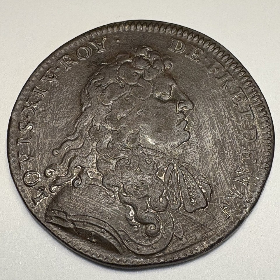 1677 France Louis XIV Brass Jeton – Subjugated Flanders – 1600s ...