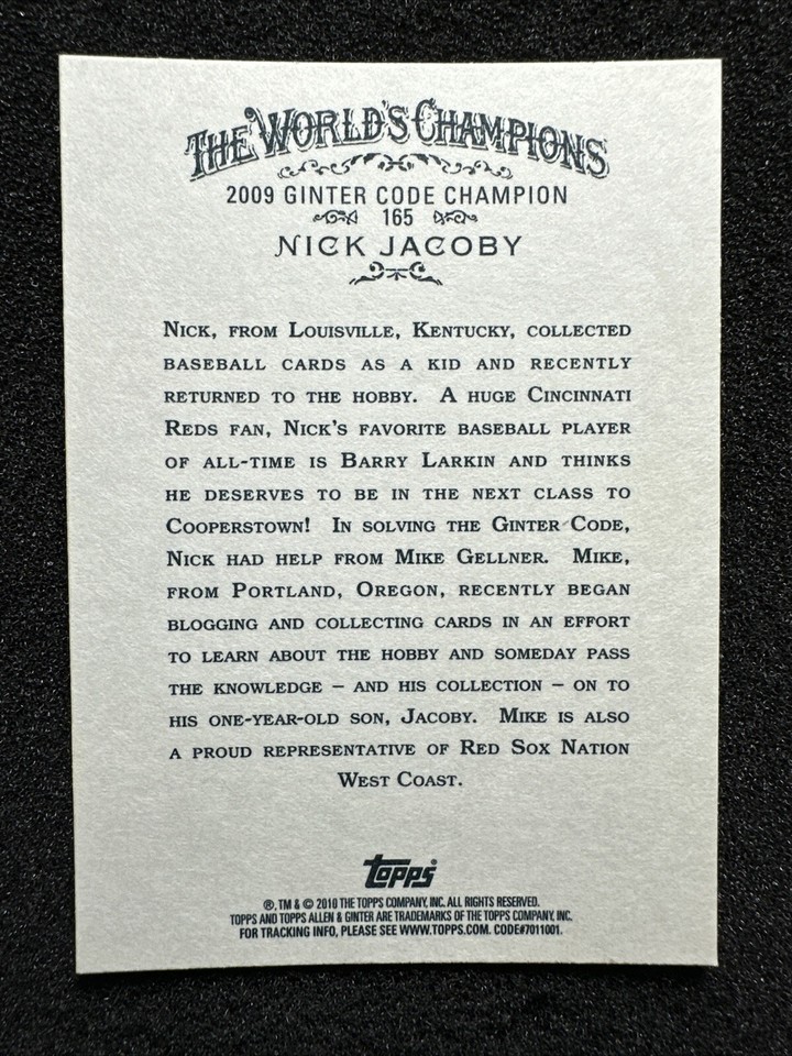 NICK JACOBY #165 2010 Topps Allen & Ginter's | eBay