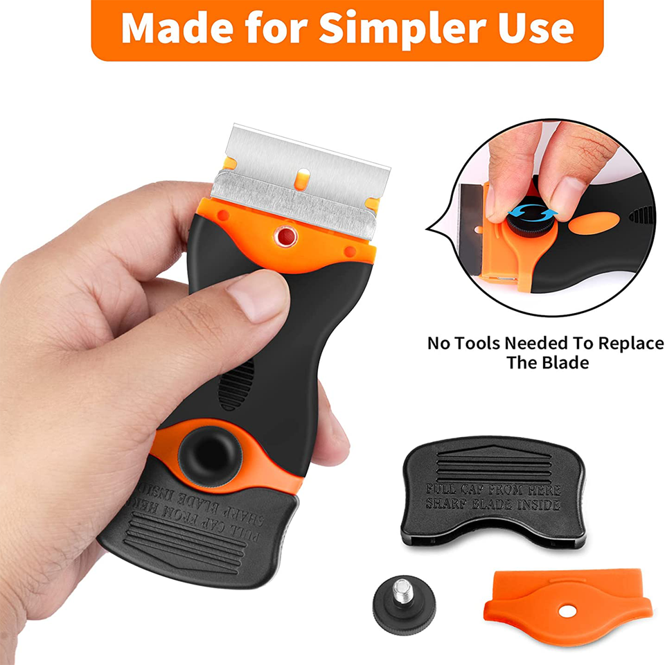 Mini Razor Blade Scraper Removal Sticker Glue Plastic Double Edged Hand ...