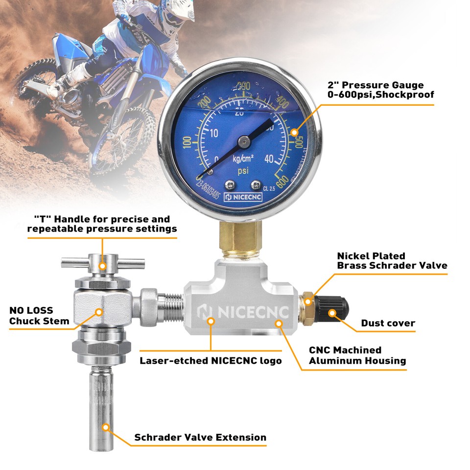 CNC 600PSI No Loss Chuck Nitrogen Filling Tool Kit For Schrader Valve ...