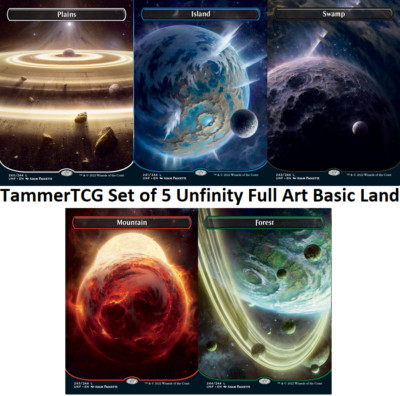 5x Unfinity Orbital Full Art Borderless Land Set EDH Magic the ...