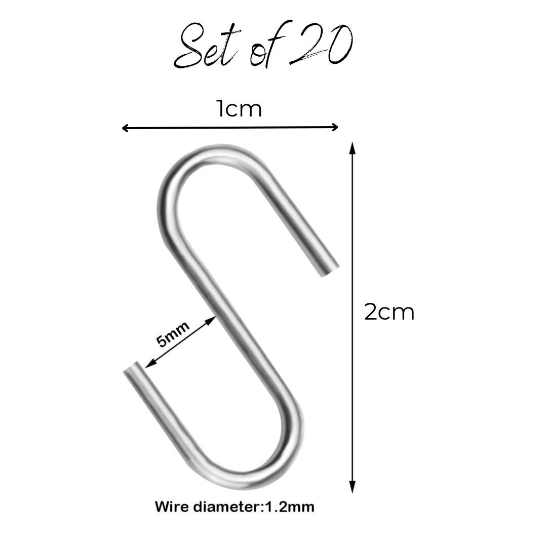 Mini S Hooks Small Stainless Steel Silver Metal Tiny S-Shaped Craft ...