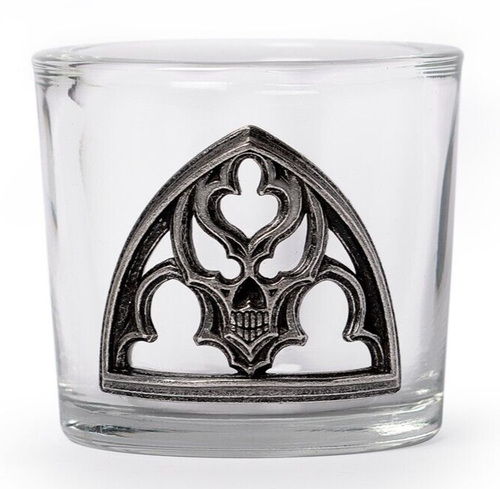 Alchemy Gothic Thick Glass Tea Light Candle Holder Pewter Celtic Skull CS21 NIB 664427056035| eBay
