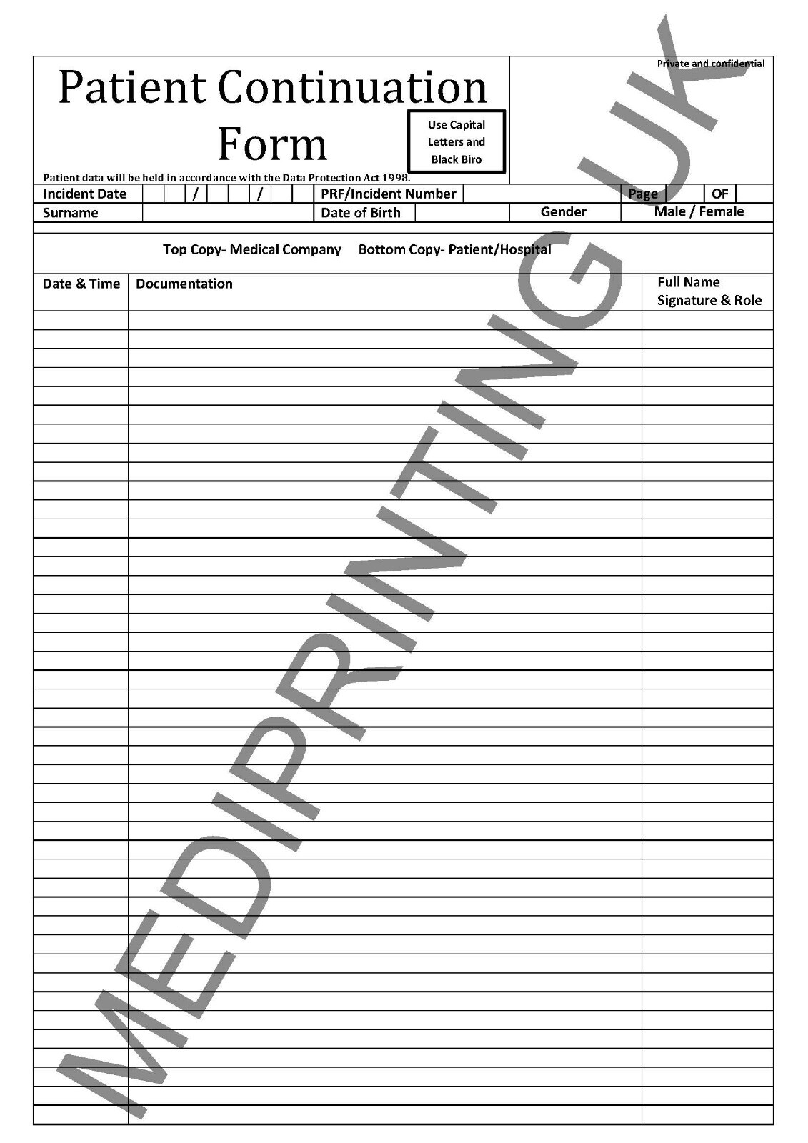 A4 Patient Report Forms Continuation Sheets - A4 Complete Pad (2 part ...