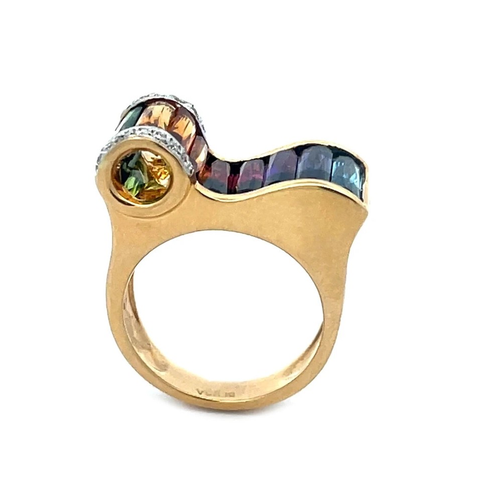 Bellari Diamond Gold Ring 18k Yellow Multicolor Gemstones | eBay