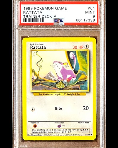 Rattata - 1999 WotC Pokemon 61/102 - TRAINER DECK A - RED BACK - PSA 9 ...