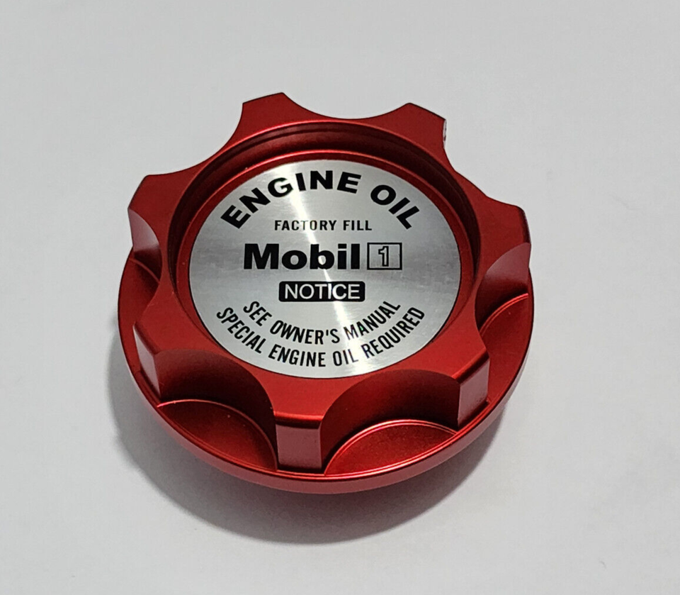 RED BILLET ENGINE OIL CAP MOBIL 1 FOR TRD COROLLA TACOMA TUNDRA RV4 JDM ...