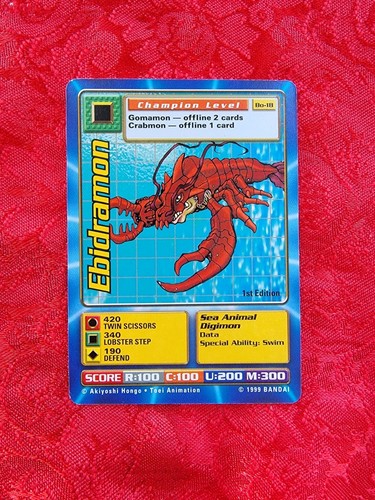 Bandai Digimon Trading Card Series 1 Ebidramon Bo-18 1st Edition | eBay