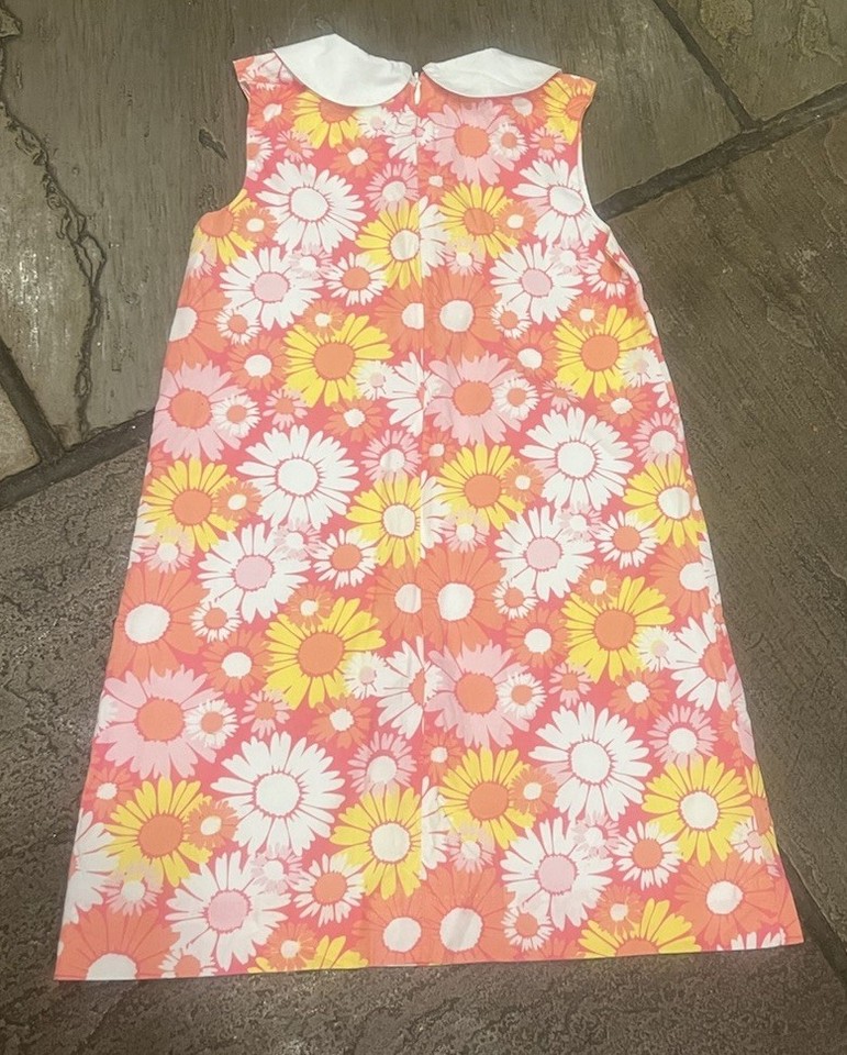 Rachel Riley Girls' 60’s Style Floral Dress with Peter Pan Collar Age 7 ...