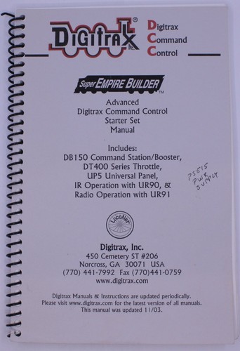 Digitrax 11/03DM Advanced Digitrax Command Control Starter Set Manual | eBay
