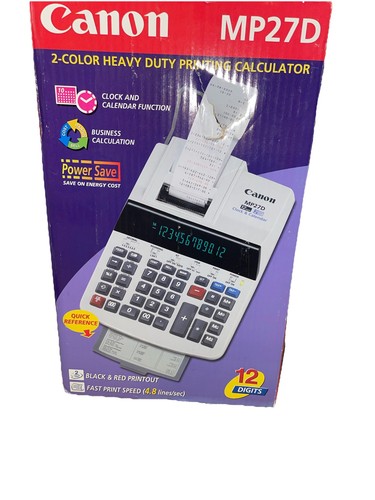 Canon MP27D 12-digit 2 Color Clock And Calendar Printing Calculator New ...