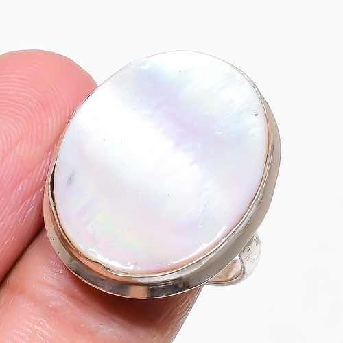 Mother Of Pearl Gemstone Handmade 925 Sterling Silver Jewelry Ring Size ...