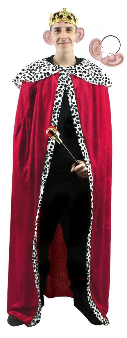 Adults King Charles III Velveteen Robes Crown & Ears Fancy Dress ...