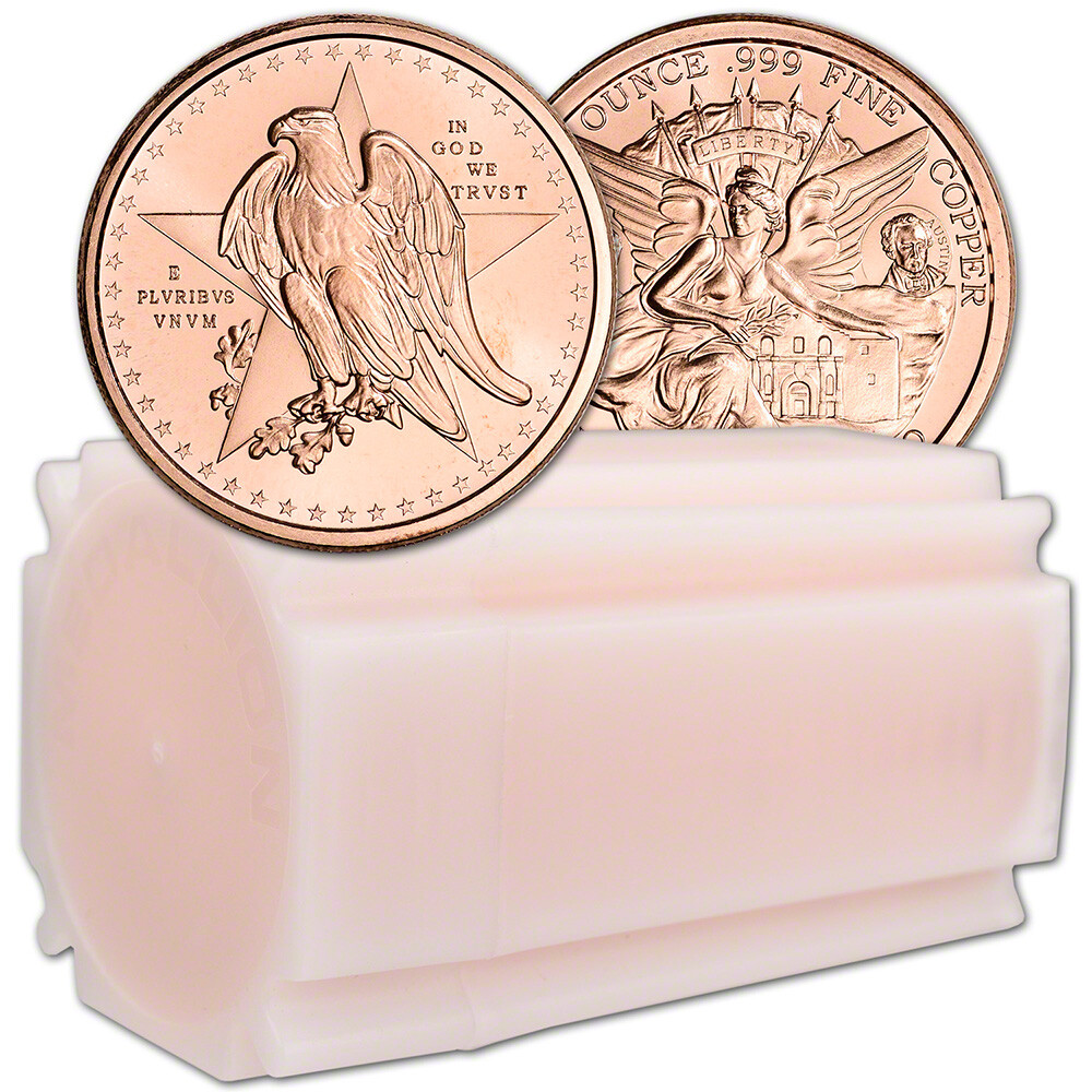 1 oz Golden State Mint Copper Round Texas Commemorative .999 Fine Tube ...