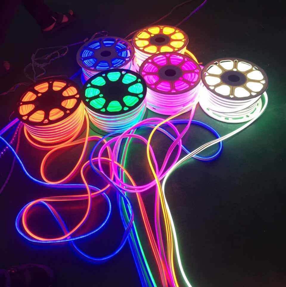 Flexible Neon 220v LED Light Glow EL Wire String Strip Rope Tube ...