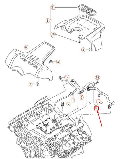 AUDI A4 B8 Crankcase Breather Vent Hose 06E103217AD GENUINE for sale ...