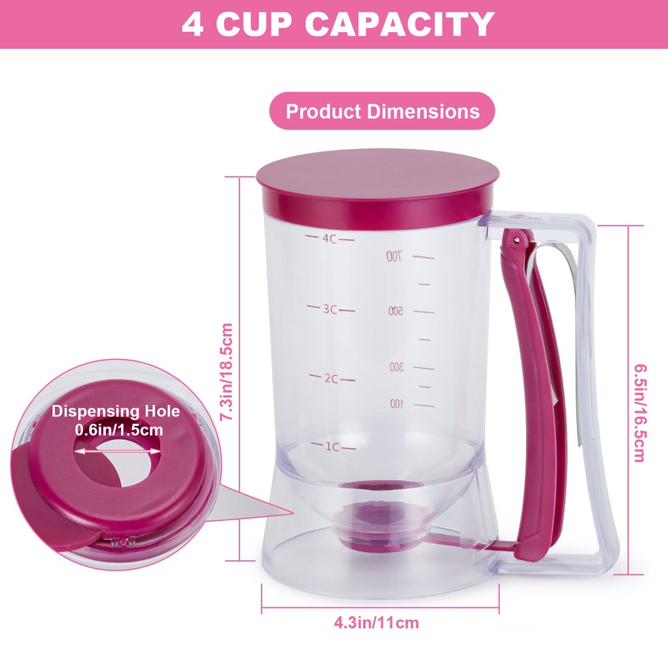 900ml Kitchen Batter Dispenser Muffin Cupcake Pancake Measuring Baking ...