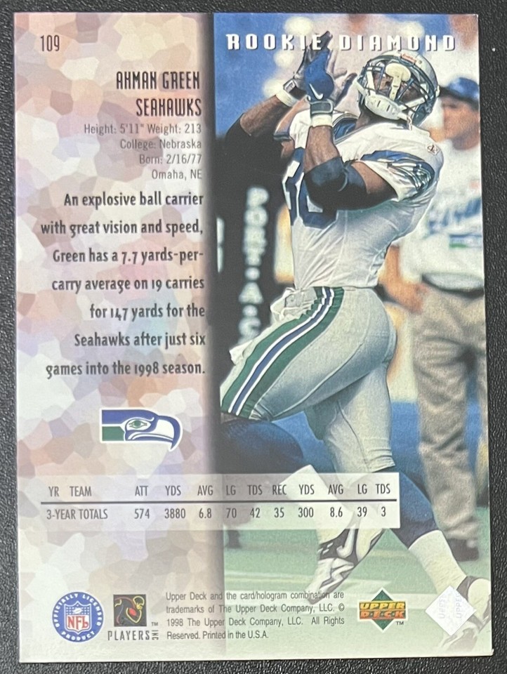 Ahman Green 1998 Black Diamond ROOKIE #109 - Seattle Seahawks | eBay