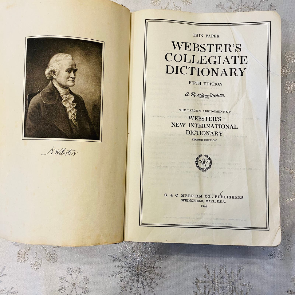 Webster’s Collegiate Dictionary 5th edition 1942 Black Soft Leather ...