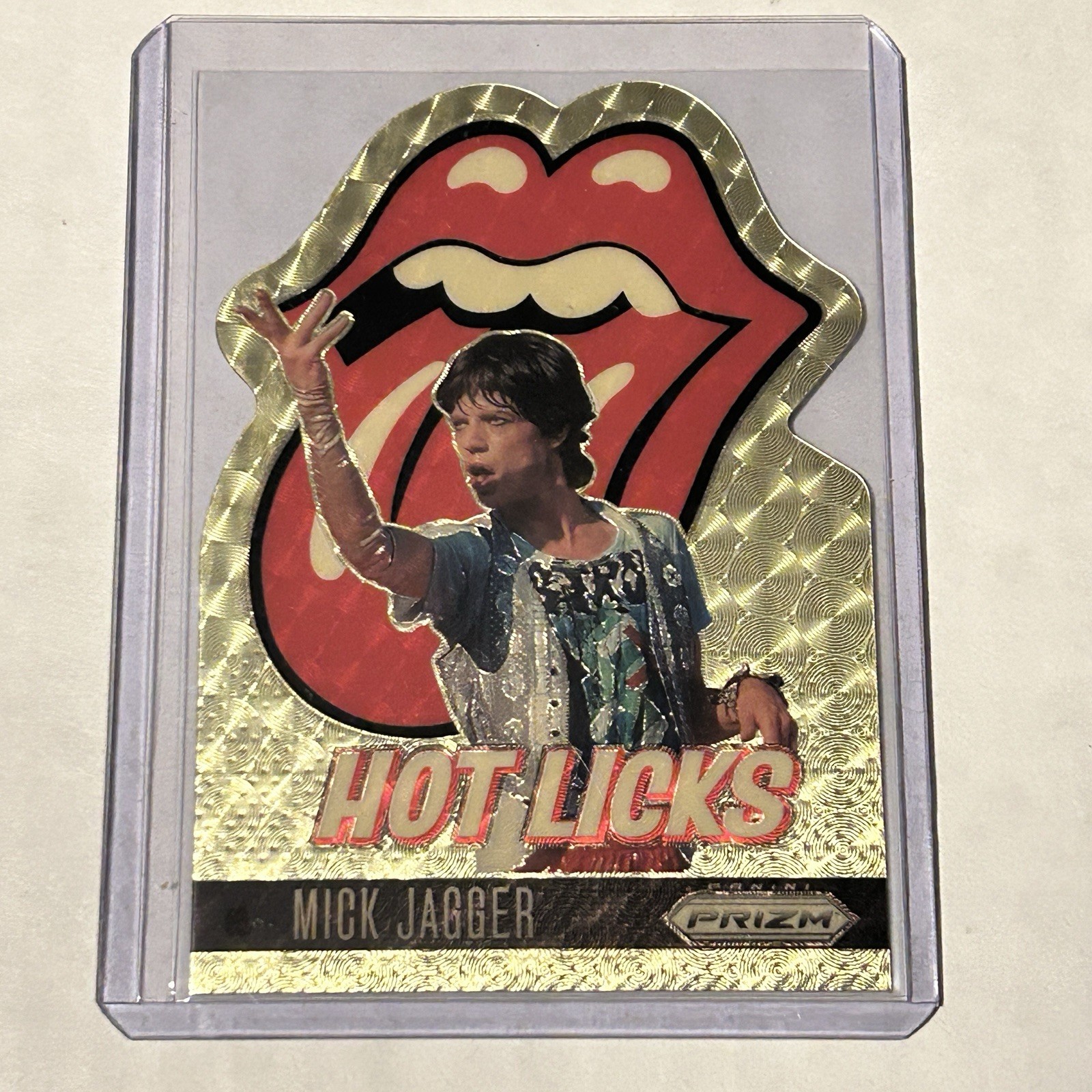 2025 PANINI PRIZM ROLLING STONES MICK JAGGER HOT LIPS GOLD VINYL ...
