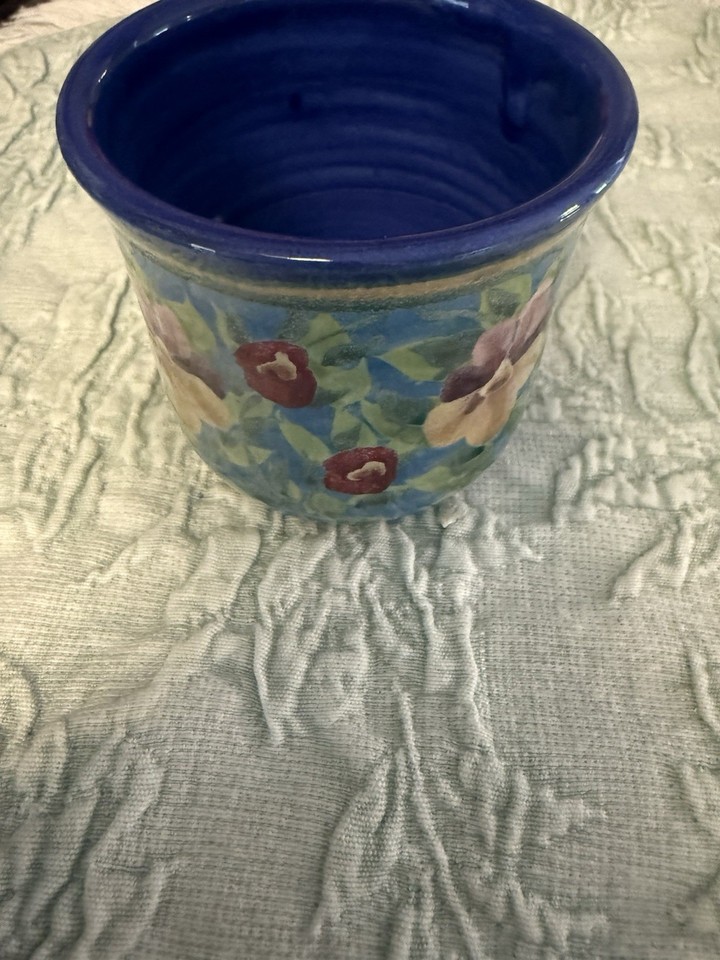 SANDY KREYER Artist Hand Thrown, HandPainted Ceramic Cup Floral Design ...