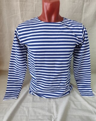 WARM TELNYASHKA RUSSIAN MILITARY ARMY STRIPED BLUE T-SHIRT long sleeve ...