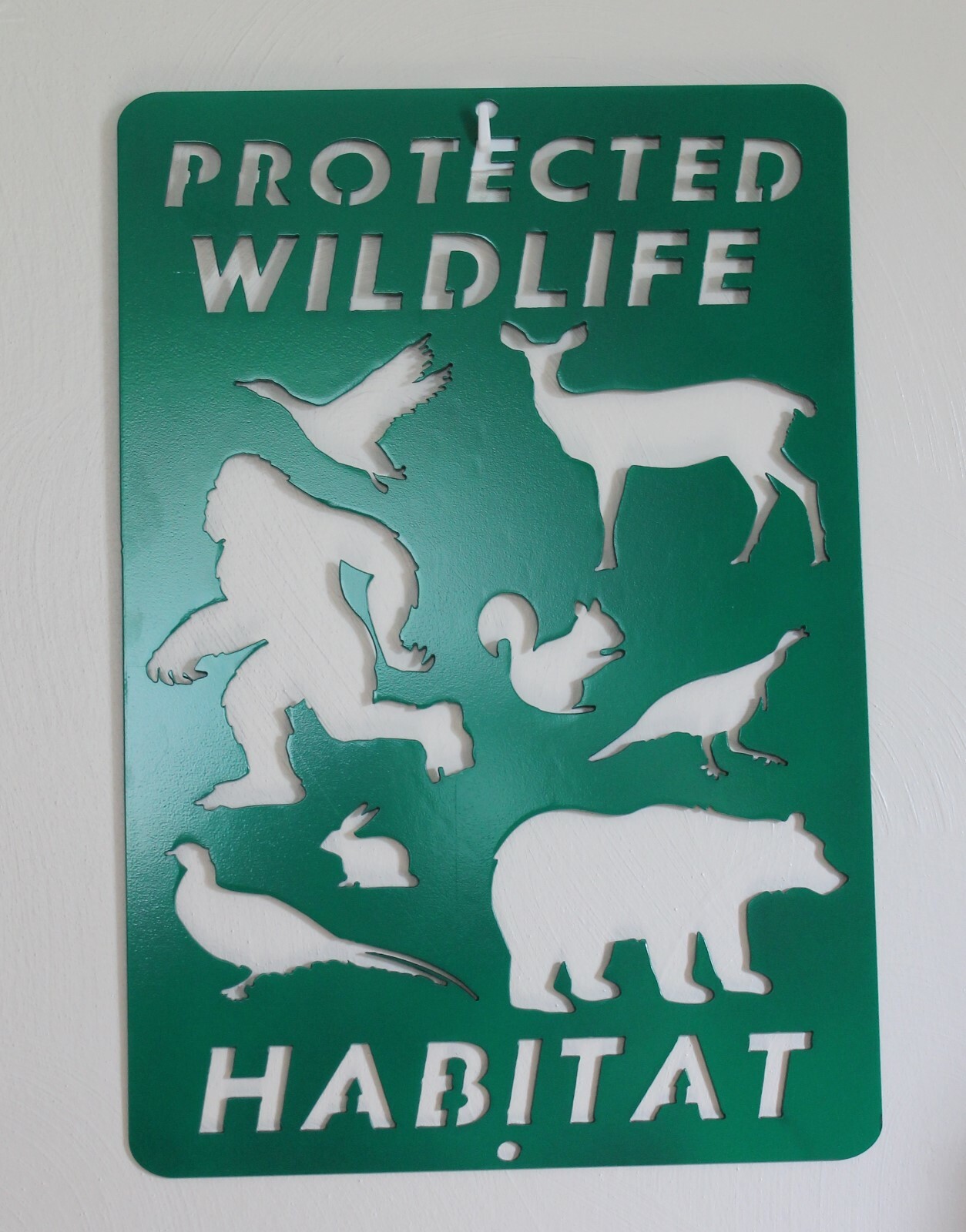 Protected Wildlife Habitat Sign Plasma Metal Art w Bear Deer Bigfoot ...