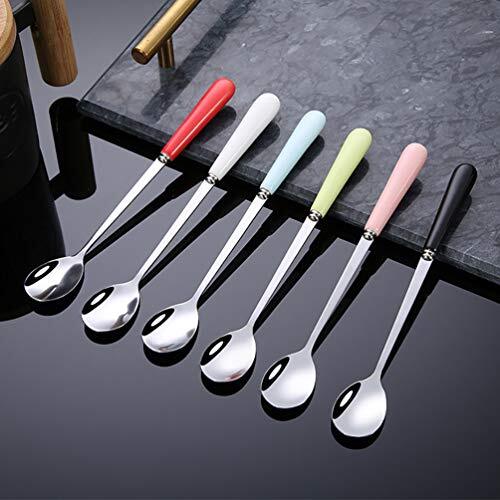 Dinner Spoons Set Of 6 Stainless Steel Iced Teaspoons With Ceramic ...