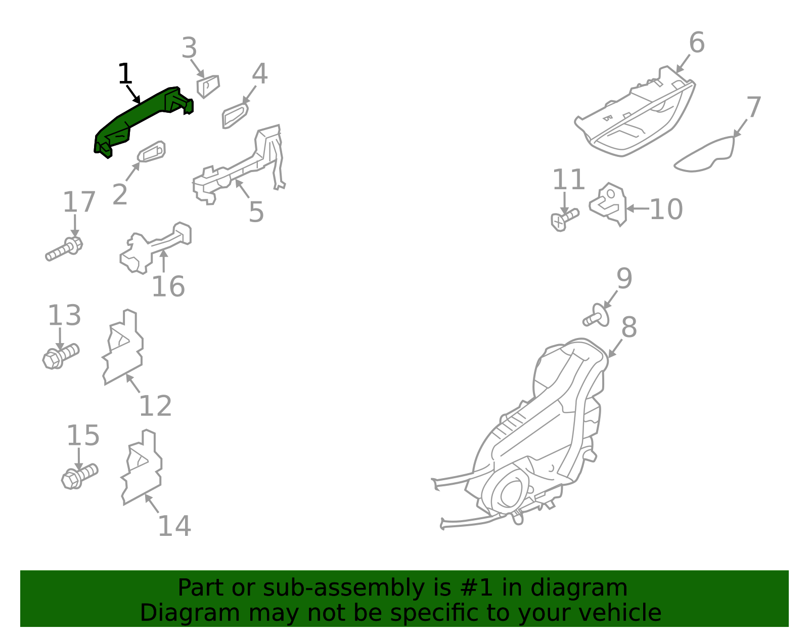 2018 - 2023 Subaru Crosstrek Chrome Exterior Door Handle Outer ...
