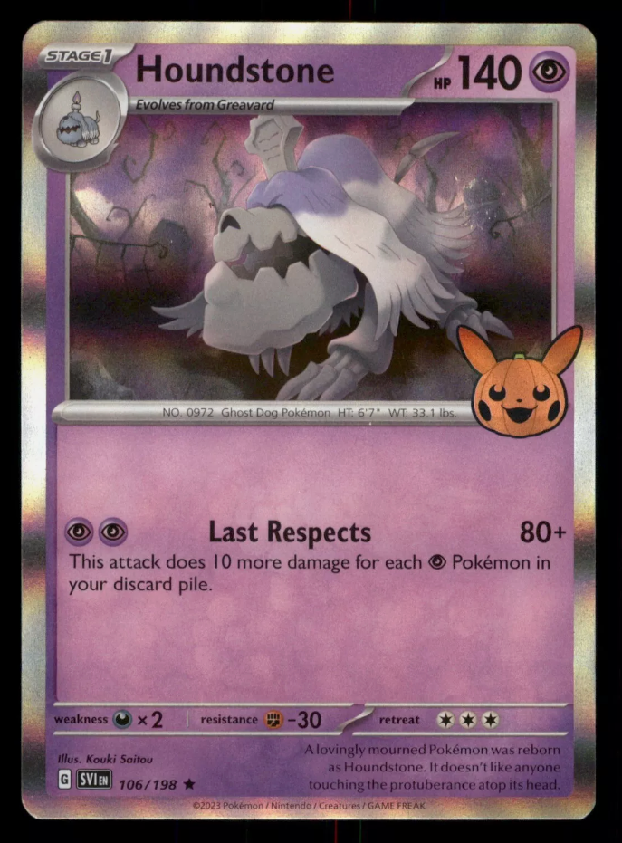 Houndstone 106/198 Rare Holo BOOster Trick Or Trade 2023 Pokemon ...