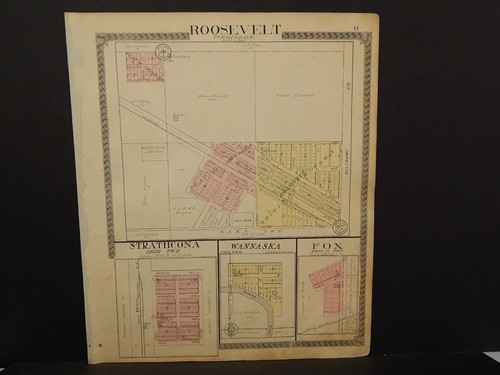 Minnesota Roseau County Map Roosevelt Wannaska 1913 Dbl Side J13#44 | eBay