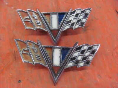 65 66 67 Chevy II Nova Impala 327 Fender Cross Flag Emblems PAIR | eBay
