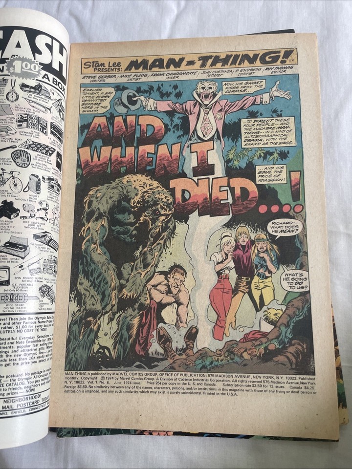The Man-Thing Swamp Creature #4,5, 6 1974, Marvel Comics Group 02912 | eBay