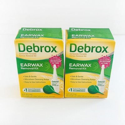 2 Pack Debrox Earwax Removal Kit w/ Drops & Ear Syringe Bulb 0.5fl oz ...