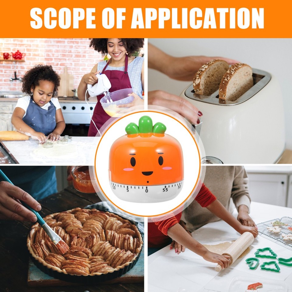 Novelty Kitchen Timer Baking Alarm Clock Carrot Shape Cute Cartoon ...