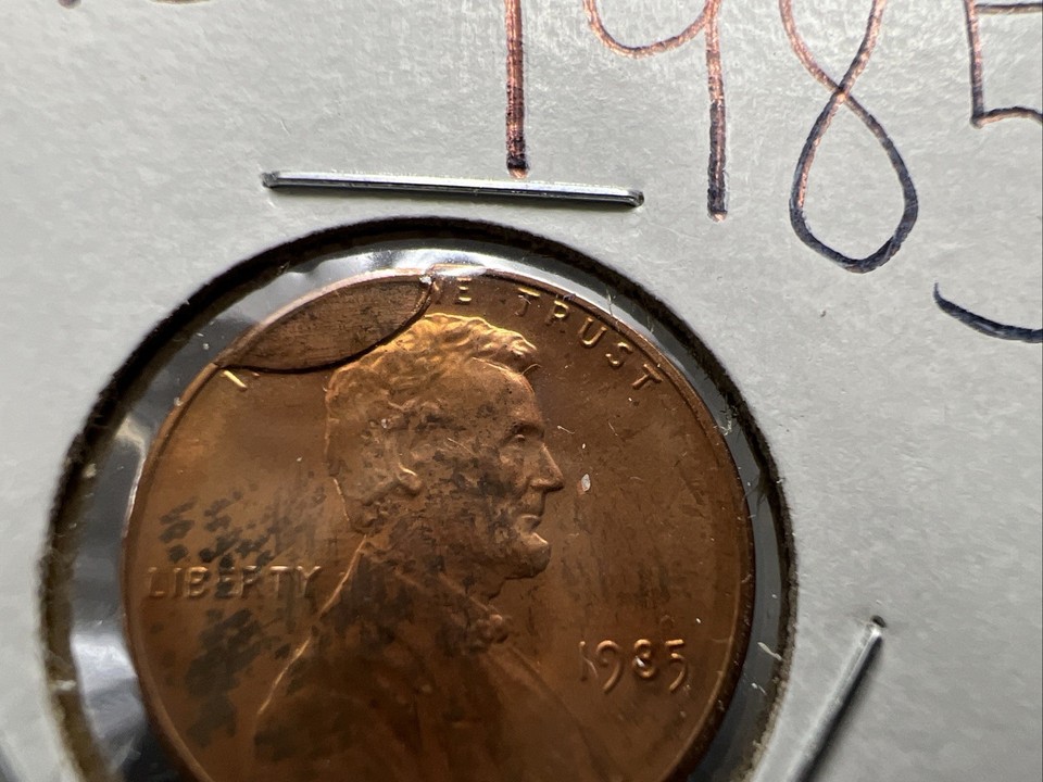 1985 P 1c Lincoln Memorial 1c Penny Coin Major Die Cud Error CH BU UNC ...