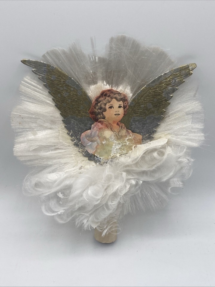 Vintage Angel Tree Topper with Spun Glass Angel Hair 1950s Christmas ...
