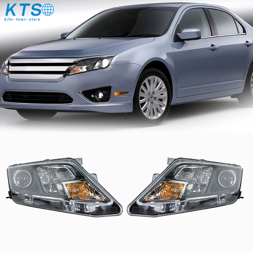 RH+LH For 2010 2011 2012 Ford Fusion Black Housing Halogen Headlights ...